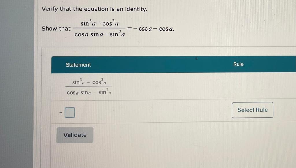 Solved Verify that the equation is an identity. Show that | Chegg.com