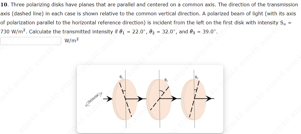 Solved 10. Three polarizing disks have planes that are | Chegg.com