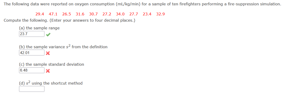 Solved The following data were reported on oxygen | Chegg.com