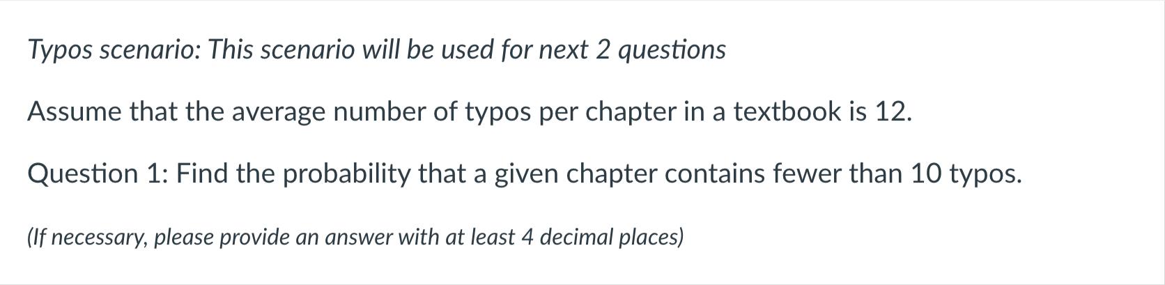 Solved Typos scenario: This scenario will be used for next 2 | Chegg.com