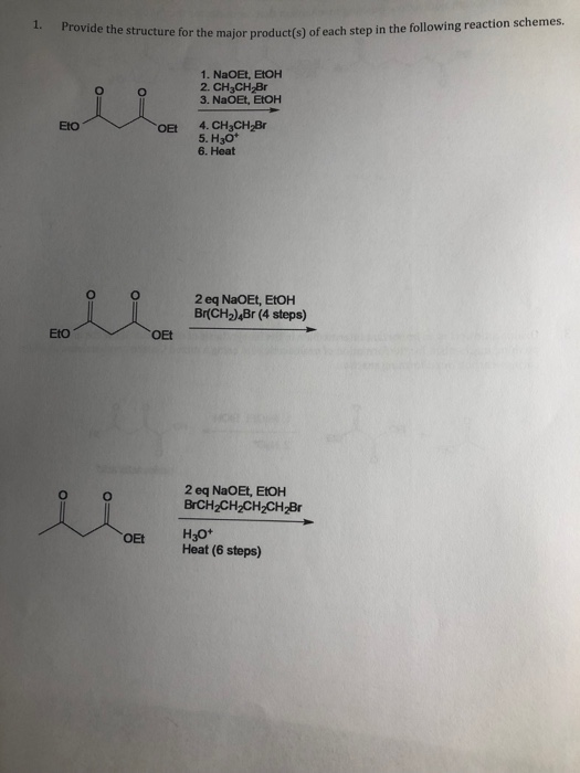 Solved cture for the major product(s) of each step in the | Chegg.com