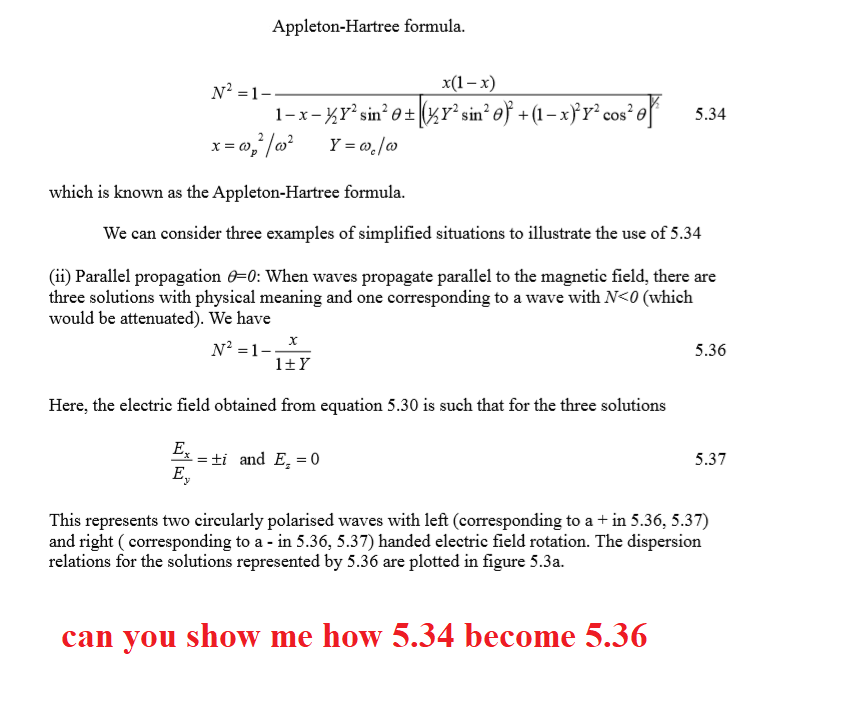 Solved Appleton-Hartree formula. |W"sin2of+0-xfr2 cos.of | Chegg.com