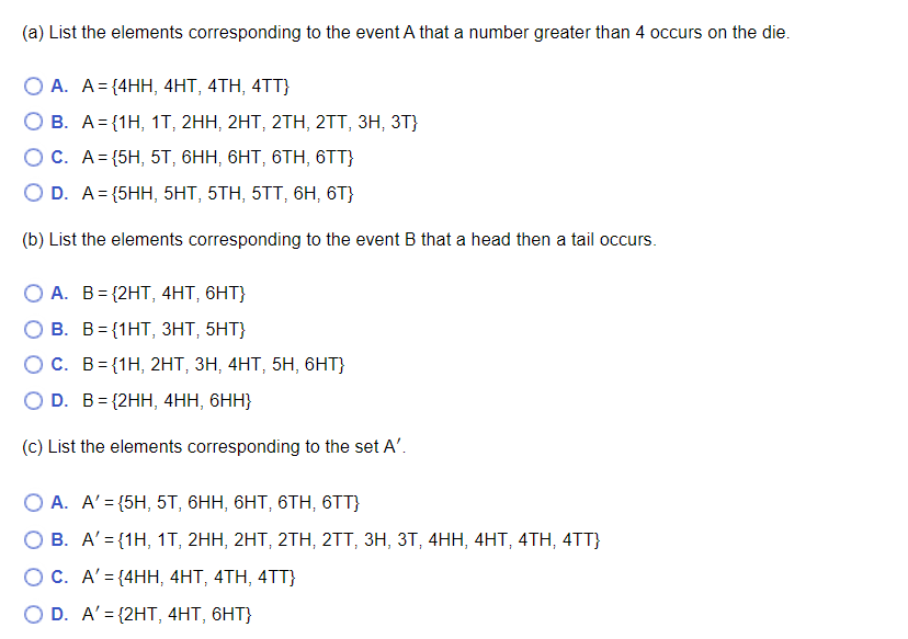 Solved An experiment consists of tossing a die and then | Chegg.com
