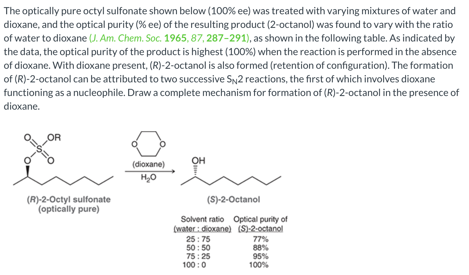 Solved The optically pure octyl sulfonate shown below ( | Chegg.com