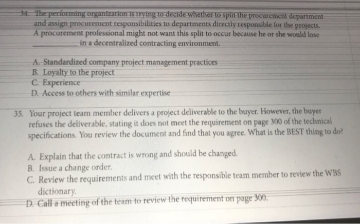 Solved to decide whether to split the procurement department | Chegg.com
