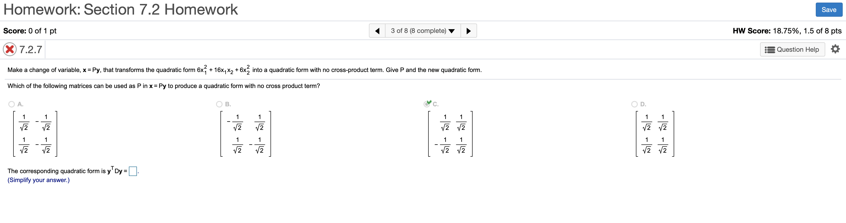 Solved Homework Section 7 2 Homework Save Score 0 Of 1 Pt