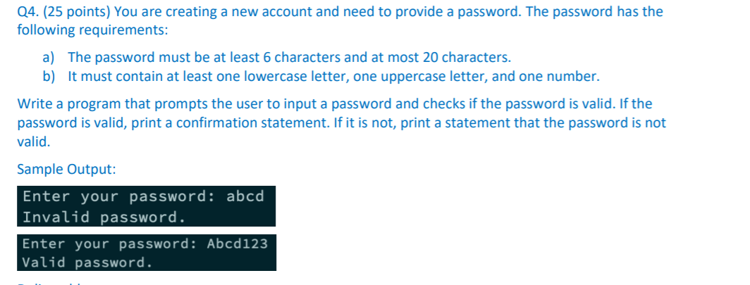 Solved Q4. (25 points) You are creating a new account and | Chegg.com