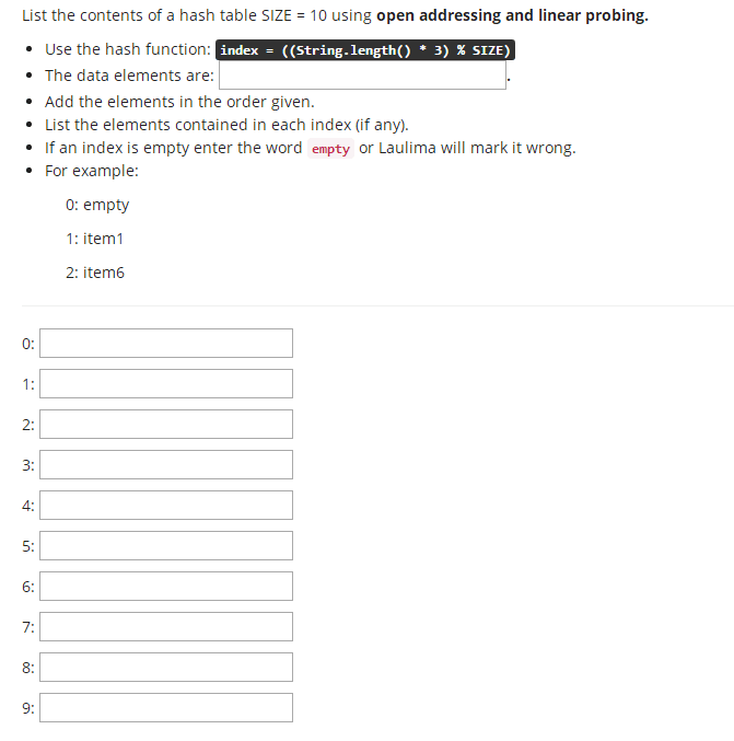 Solved List the contents of a hash table SIZE 10 using open | Chegg.com