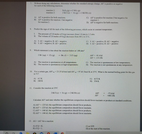 Solved 7. Without doing any calculations, determine whether | Chegg.com