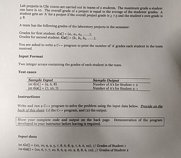 Solved Lab projects in CSe 10200 are carried out in teams of | Chegg.com
