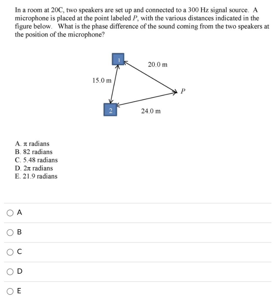 Solved In a room at 20C, two speakers are set up and | Chegg.com