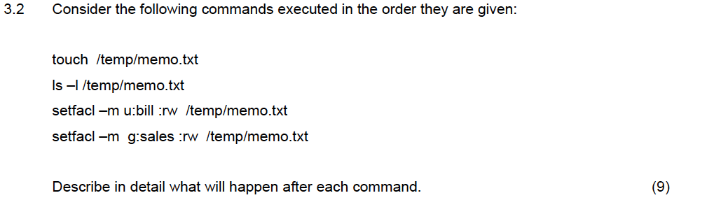 Solved 3.2 Consider the following commands executed in the | Chegg.com Solved 3.2 Consider the following commands executed in the | Chegg.com