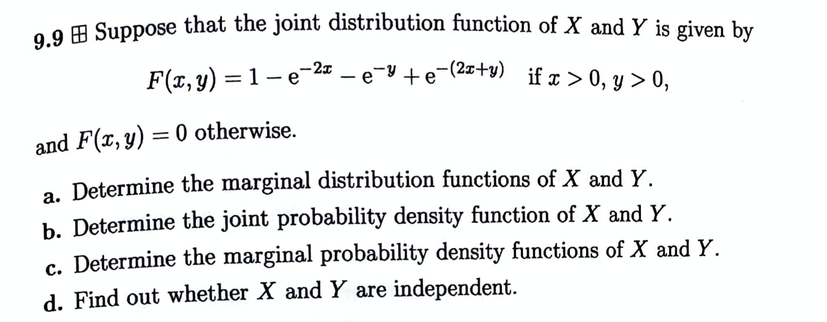 Solved 9.9 # Suppose that the joint distribution function of | Chegg.com