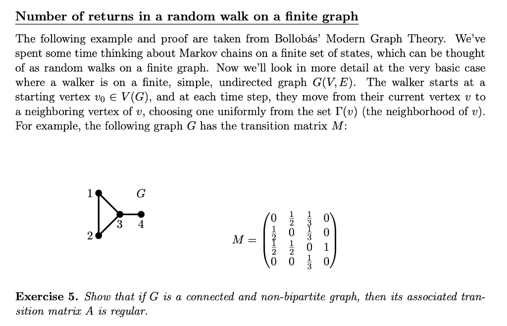 Solved Number of returns in a random walk on a finite graph | Chegg.com