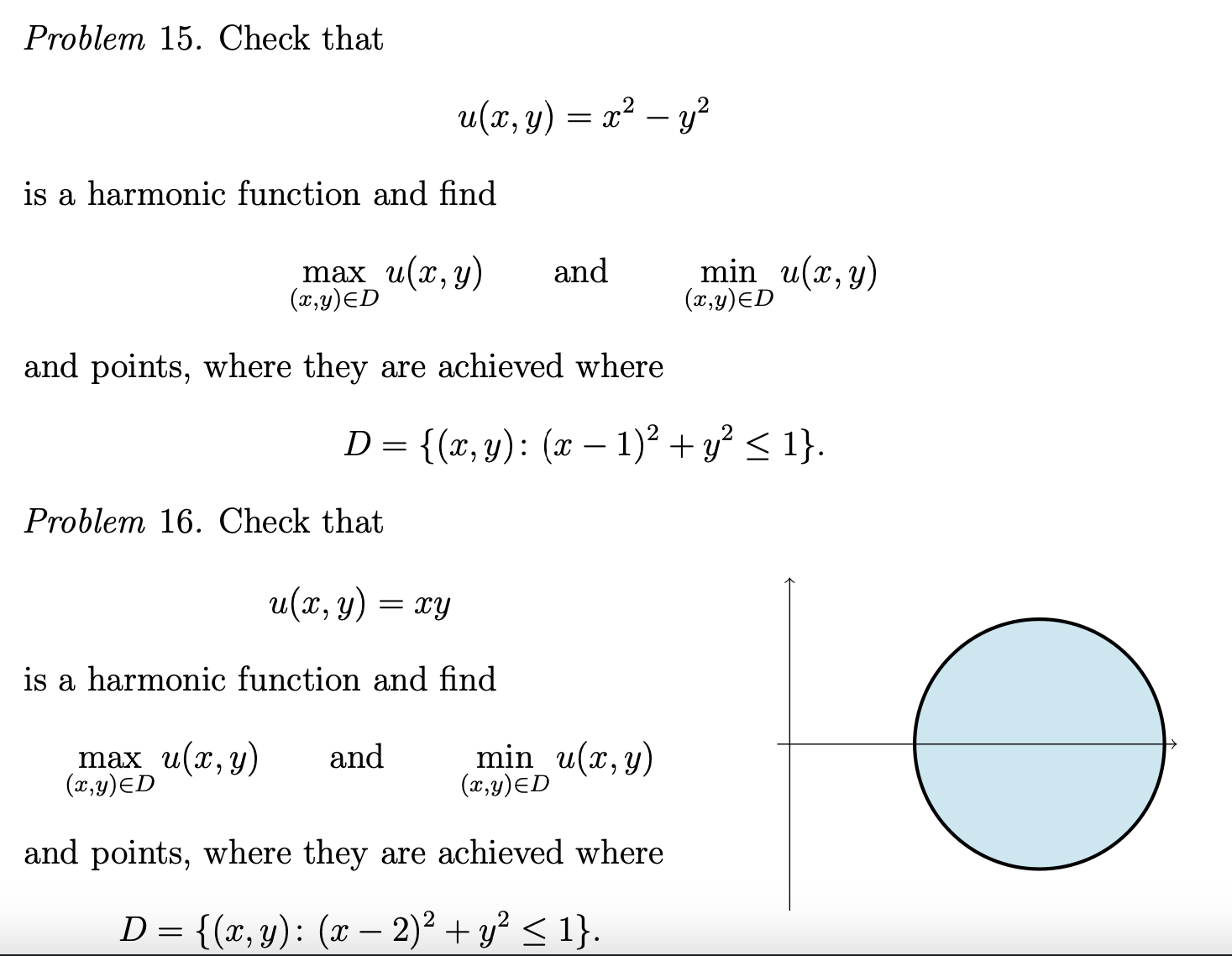Solved Problem 15. Check that u(x,y)=x2−y2 is a harmonic | Chegg.com
