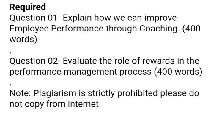 Solved Required Question 01- Explain how we can improve | Chegg.com