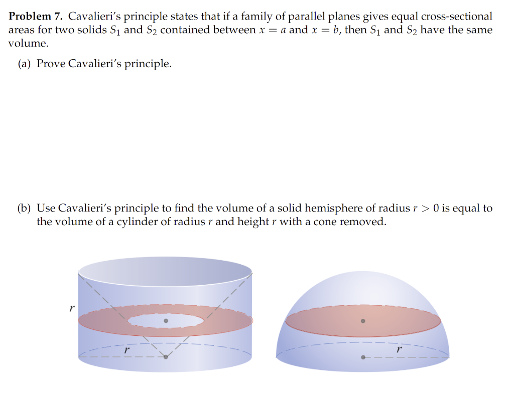 Solved Problem 7. ﻿Cavalieri's principle states that if a | Chegg.com