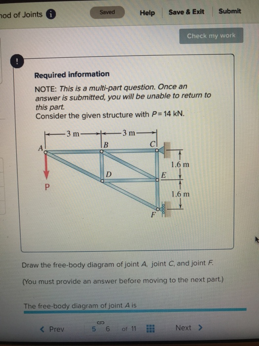 Solved od of Joints Saved Help Save & Exit Submit Check my | Chegg.com