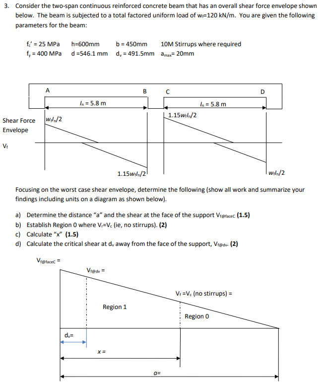 3. Consider the two-span continuous reinforced | Chegg.com