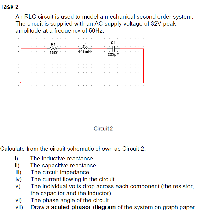 Solved An RLC circuit is used to model a mechanical second | Chegg.com