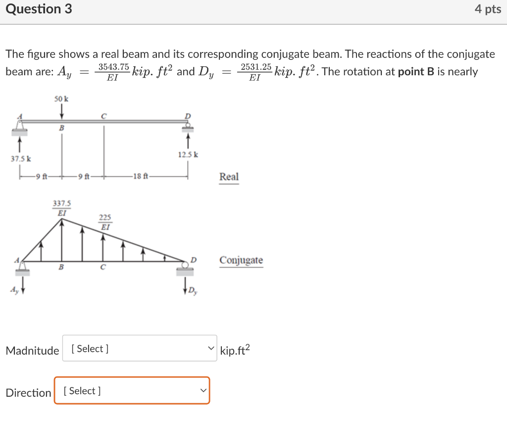 [Solved]: Question 3 The figure shows a real beam and its