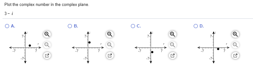 Solved Plot the complex number in the complex plane. 3-i OA. | Chegg.com
