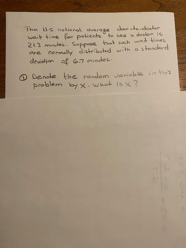 Solved The U.S. national average dor-to-doctor wait time for | Chegg.com