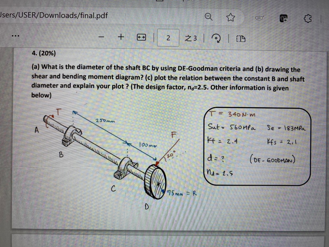(a) What is the diameter of the shaft BC by using | Chegg.com