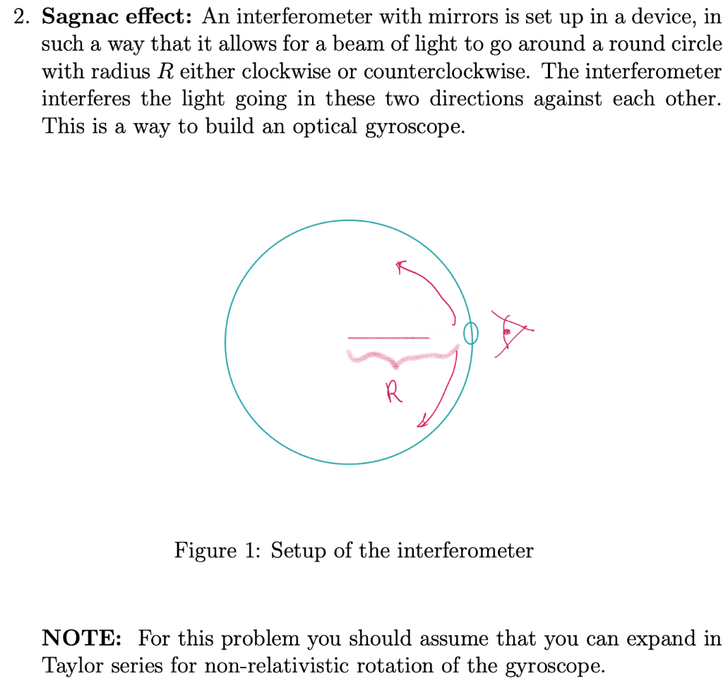 2. Sagnac effect: An interferometer with mirrors is | Chegg.com