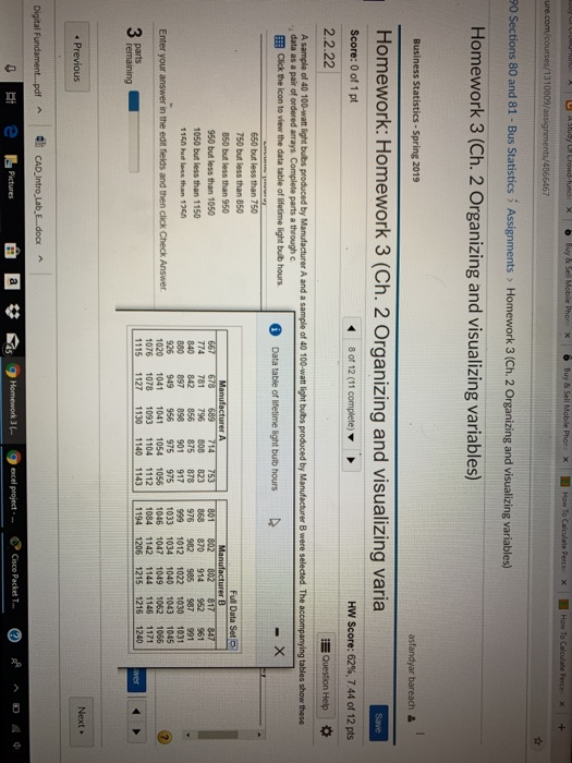 90 Sections 80 and 81- Bus Statistics 5 Assignments> | Chegg.com