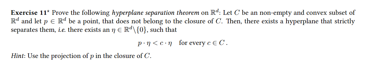 Solved Exercise 11⋆ Prove the following hyperplane | Chegg.com