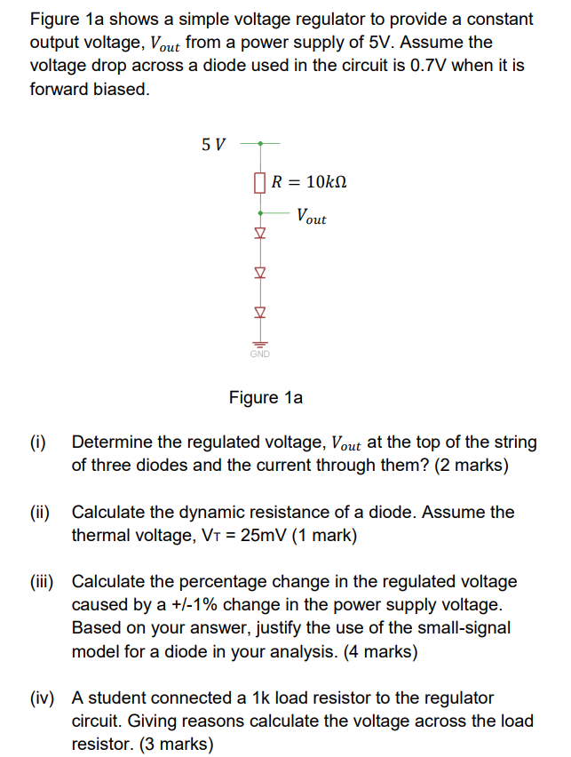 Solved Figure 1a shows a simple voltage regulator to provide | Chegg.com