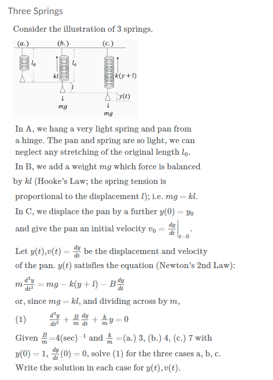 Solved Three Springs Consider the illustration of 3 springs | Chegg.com