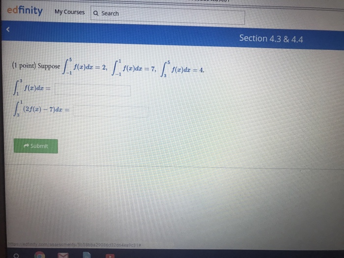 Solved edfinity My Courses a Search Section 4.3&4.4 e* | Chegg.com