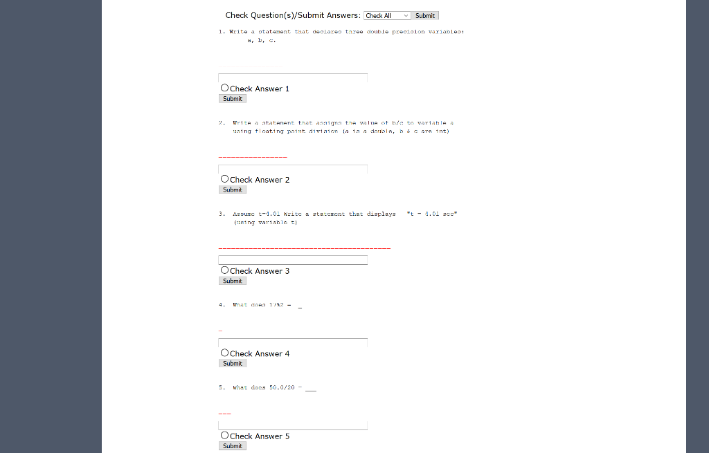 Solved Check Question(s)/Submit Answers: Check All Submit 1. | Chegg.com