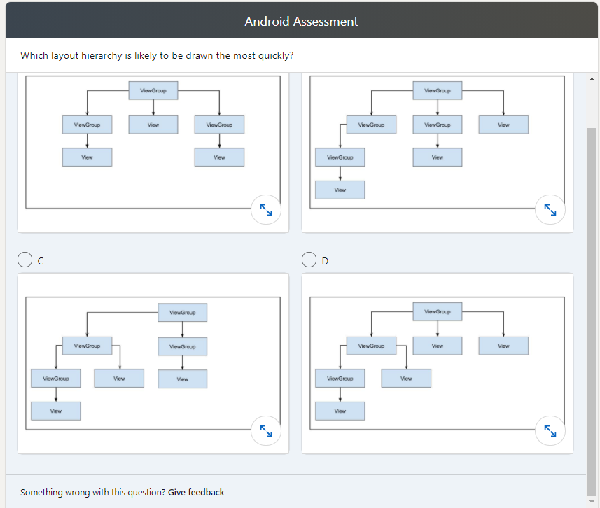Solved Android Assessment Which layout hierarchy is likely | Chegg.com