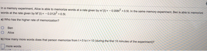 Solved In a memory experiment, Alice is able to memorize | Chegg.com