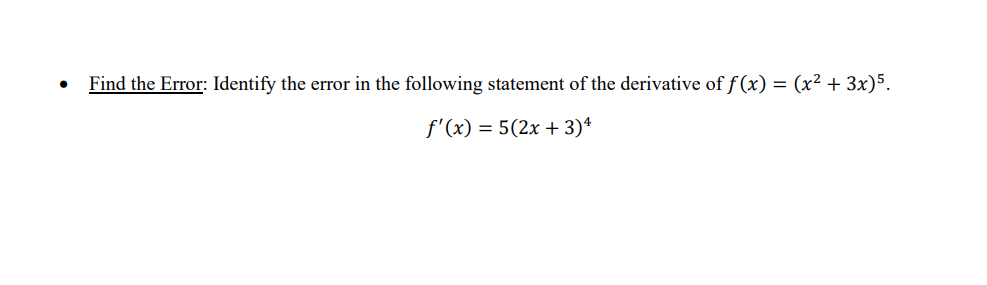 Solved - Find the Error: Identify the error in the following | Chegg.com