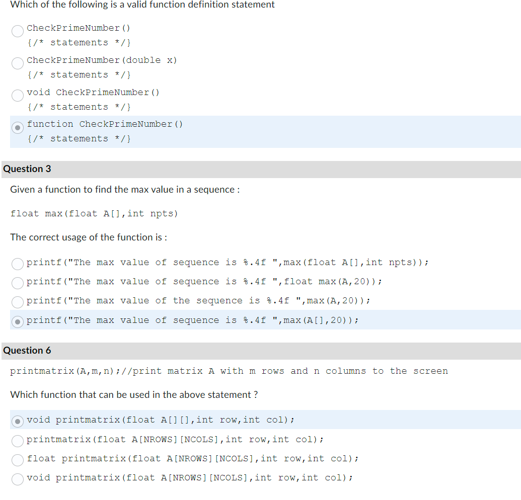 Solved Which of the following is a valid function definition | Chegg.com