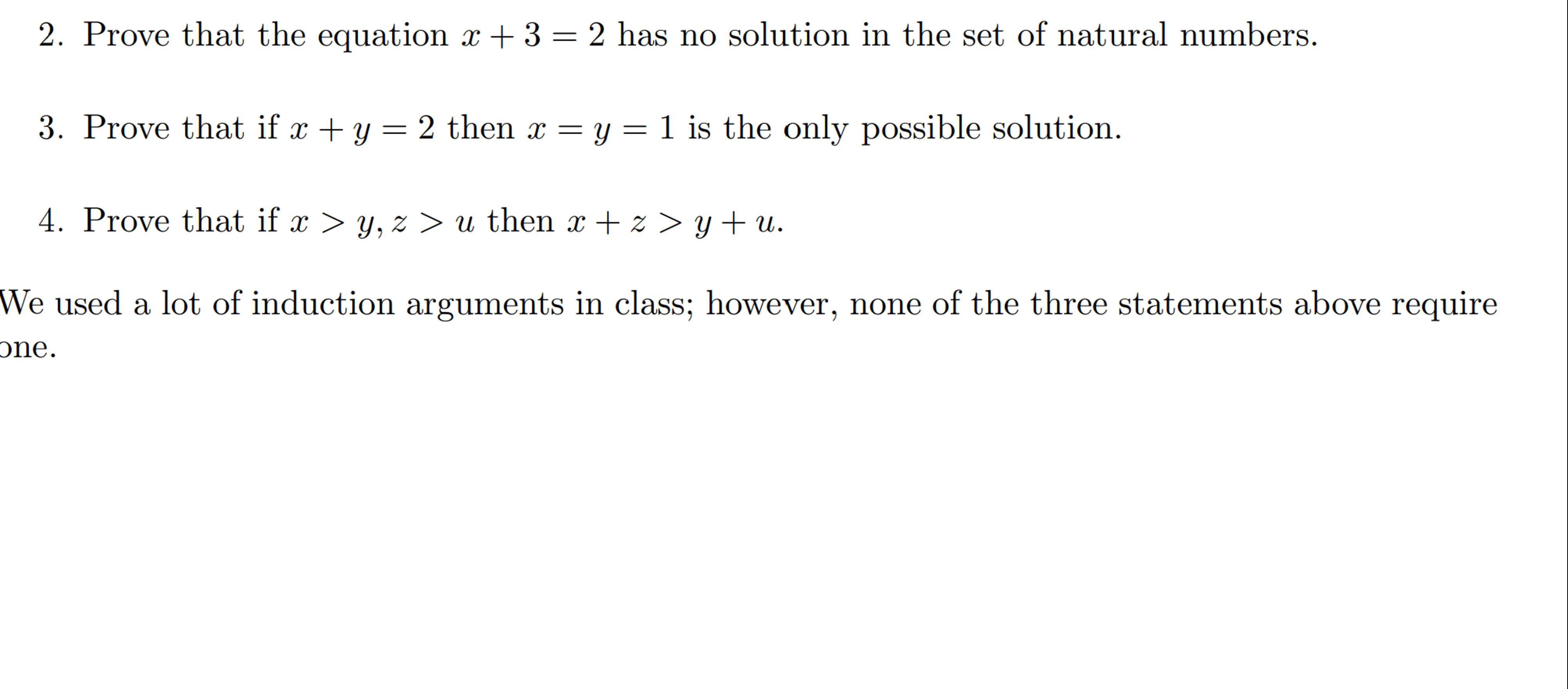 Solved Prove that the equation x+3=2 ﻿has no solution in the | Chegg.com