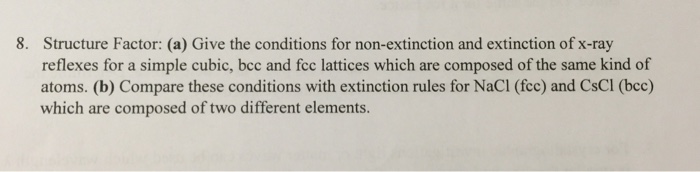 Solved Structure Factor: (a) Give the conditions for | Chegg.com