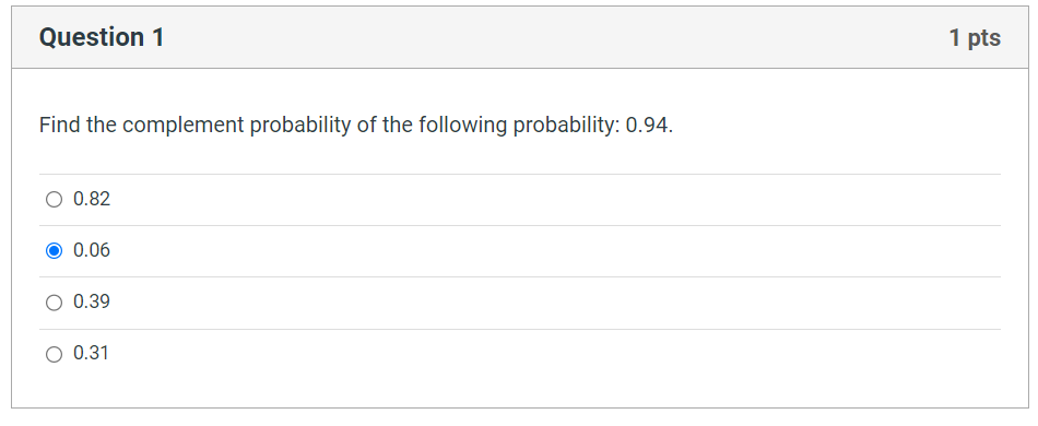 Solved Find the complement probability of the following | Chegg.com