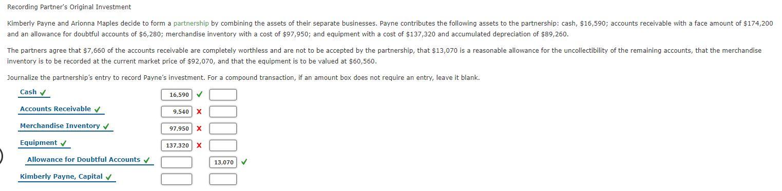 Solved Recording Partner's Original Investment Kimberly | Chegg.com