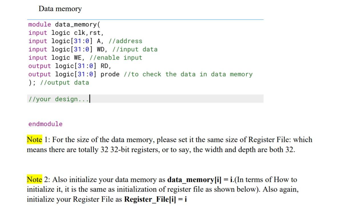 Please provide the system Verilog code for the | Chegg.com