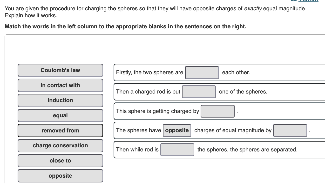 Solved You are given the procedure for charging the spheres | Chegg.com