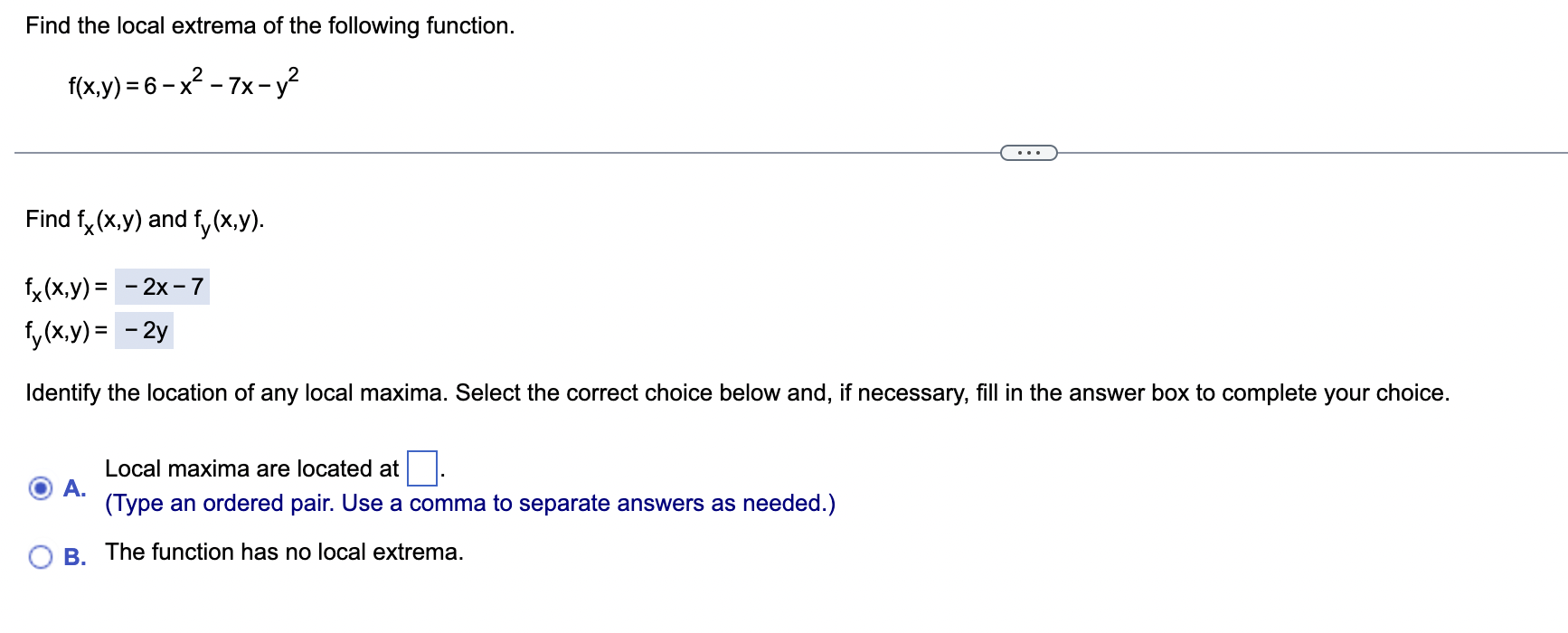 Solved Find the local extrema of the following function. | Chegg.com