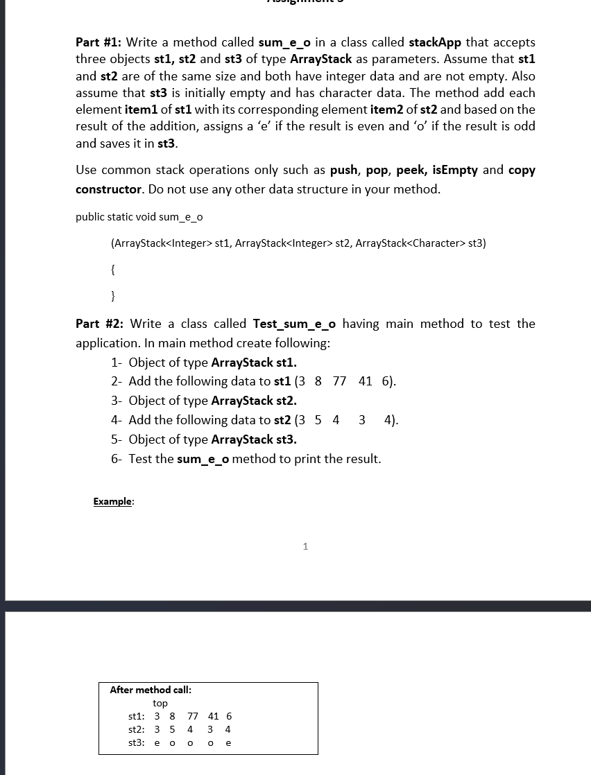 Solved Part \#1: Write a method called sum_e_o in a class | Chegg.com