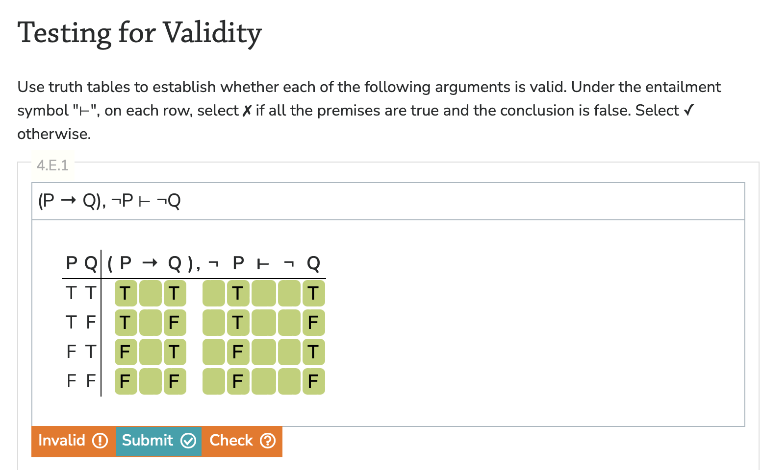 Solved Testing for Validity Use truth tables to establish | Chegg.com