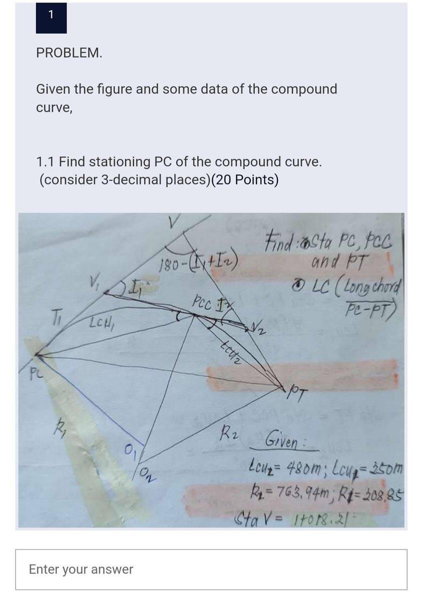 Solved 2 1.2. Find stationing PCC of the compound curve. | Chegg.com