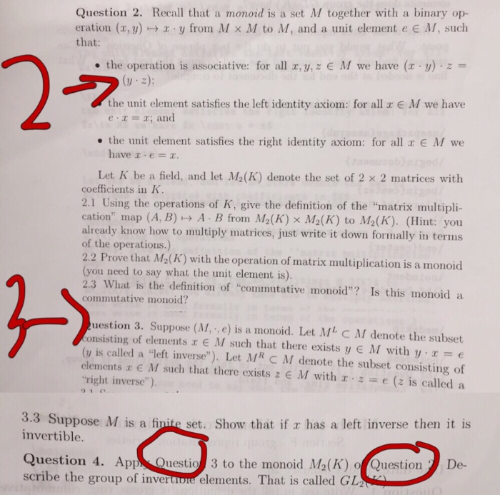 Solved Question 2. Recall that a monoid is a set M together | Chegg.com